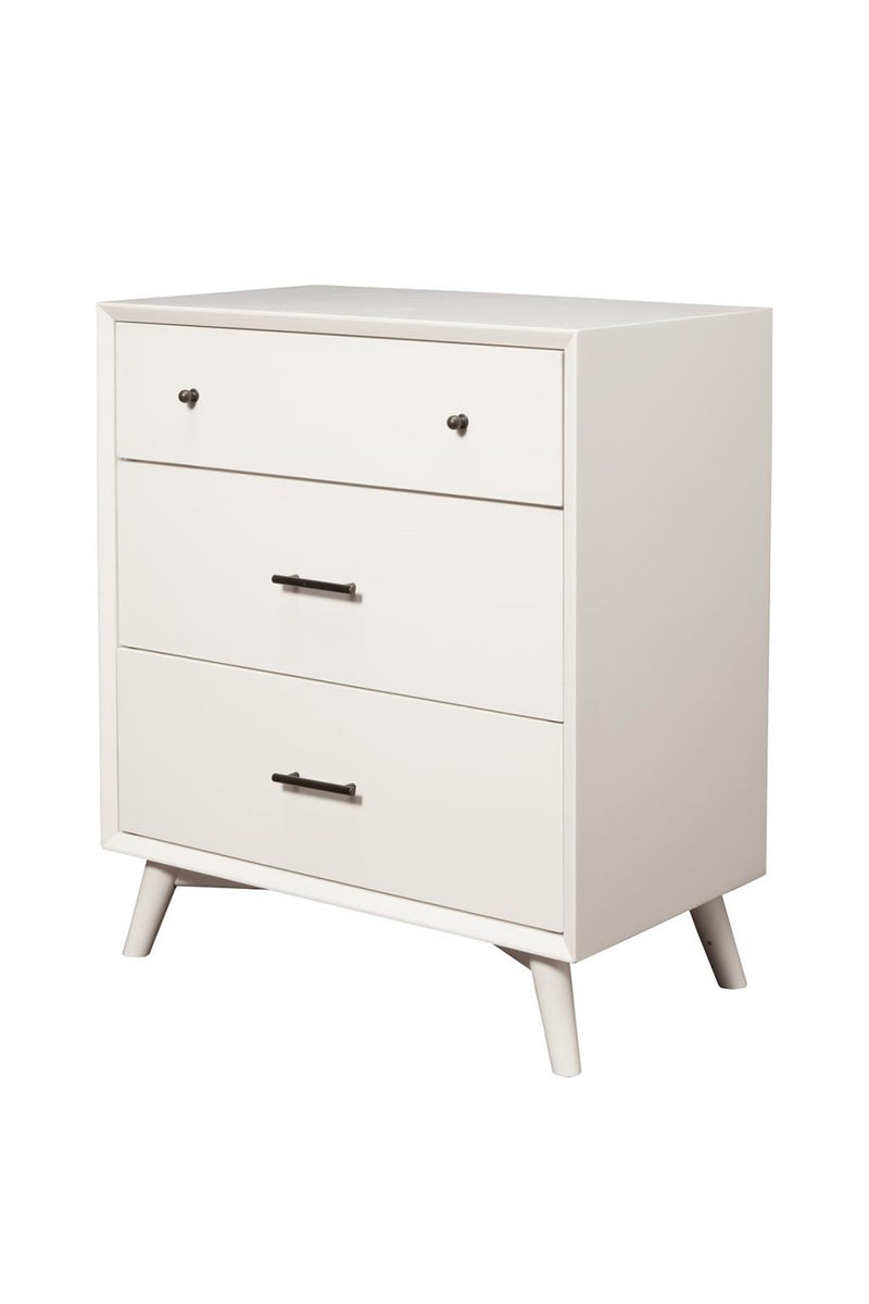 Mid-century modern white 3 drawer chest – Floor Plan Home Store